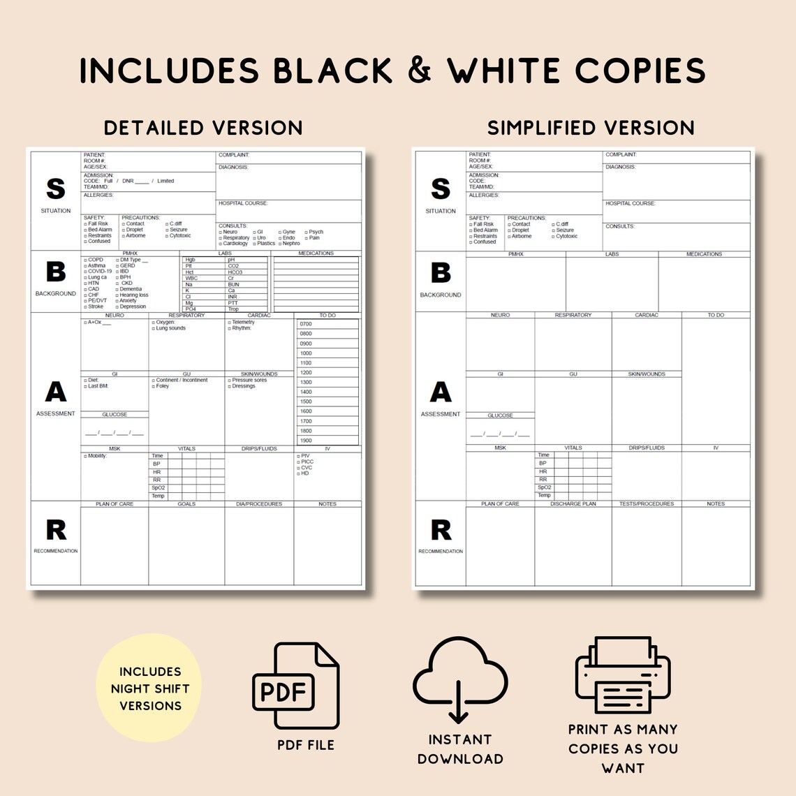 SBAR Nursing Report Sheet for Nurse Cheat Sheet Nurse Brain Sheet ICU ...
