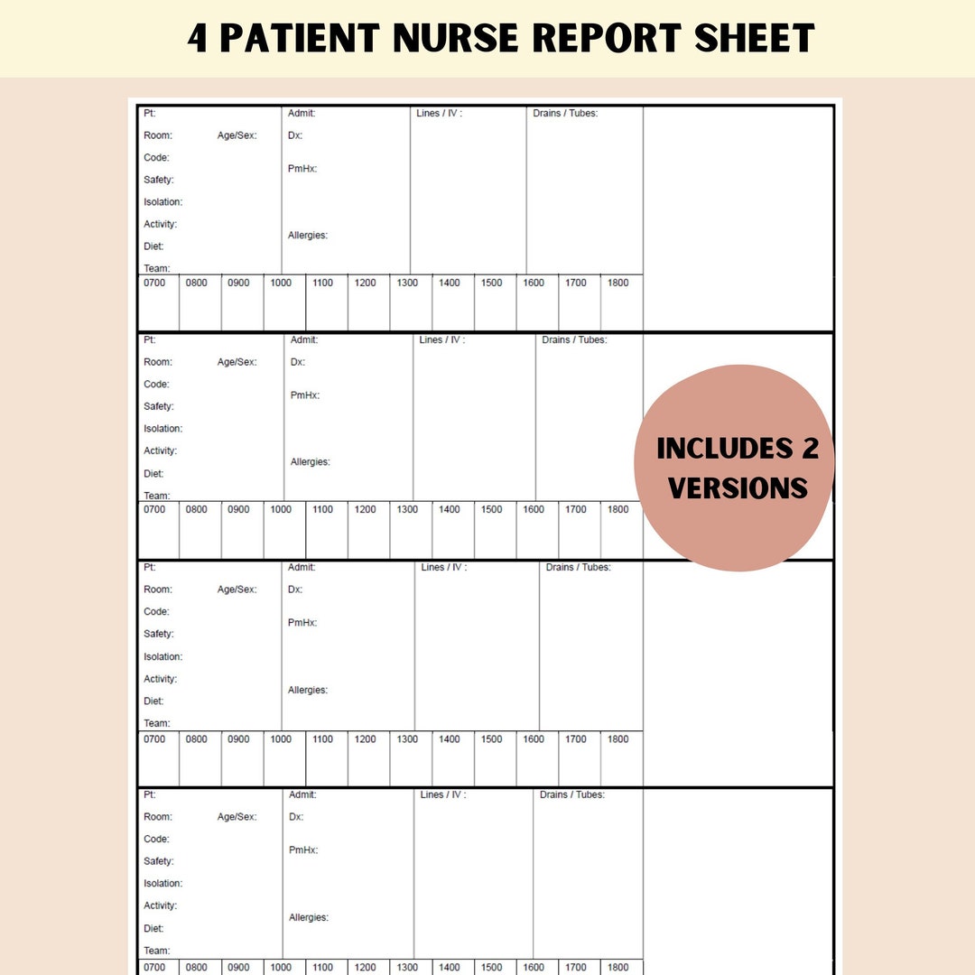 4 Patient Nursing Report Sheet for Nurse Cheat Sheet Nursing Brain ...