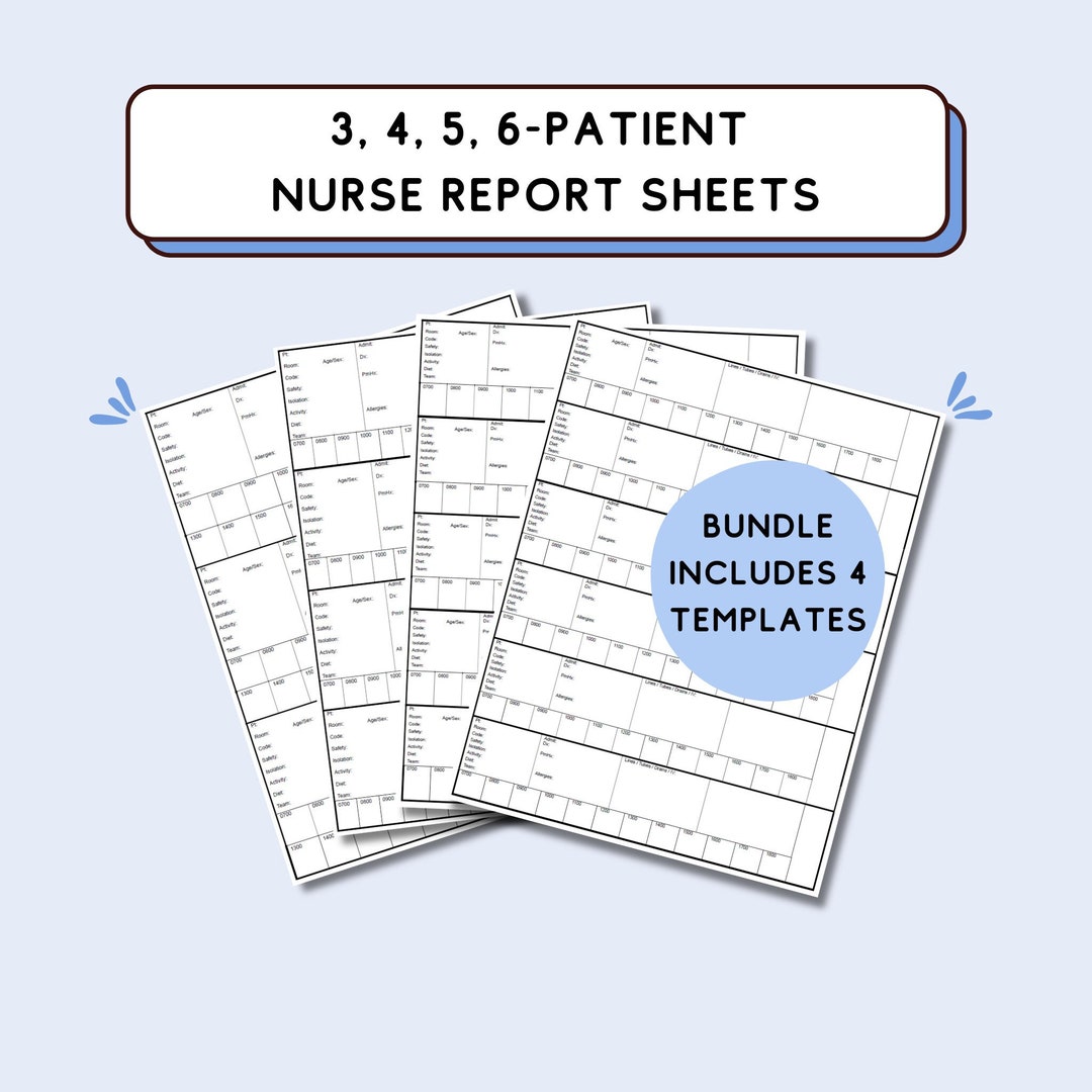 Nursing Report Sheet Bundle for Multiple Patient Nurse Cheat Sheet ...