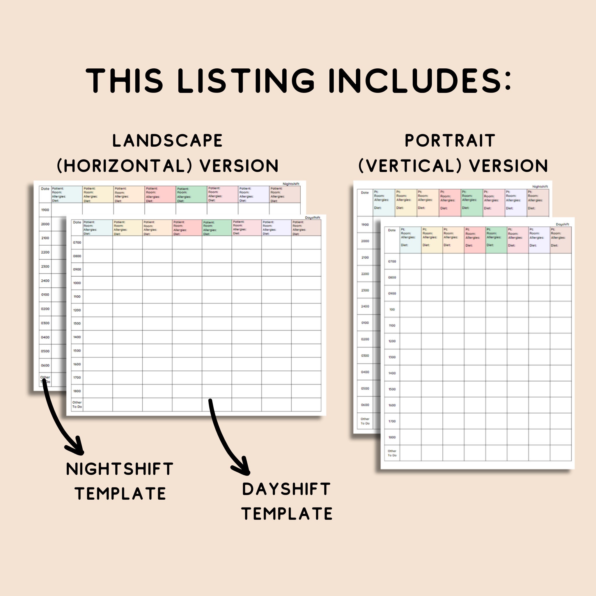 Nursing Shift Hourly Planner for Nurse to Do List Medication Tracker ...