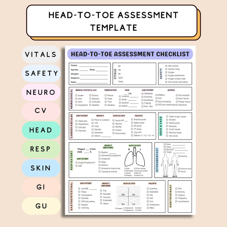 Head to Toe Assessment Template for Nursing Student Head to Toe ...