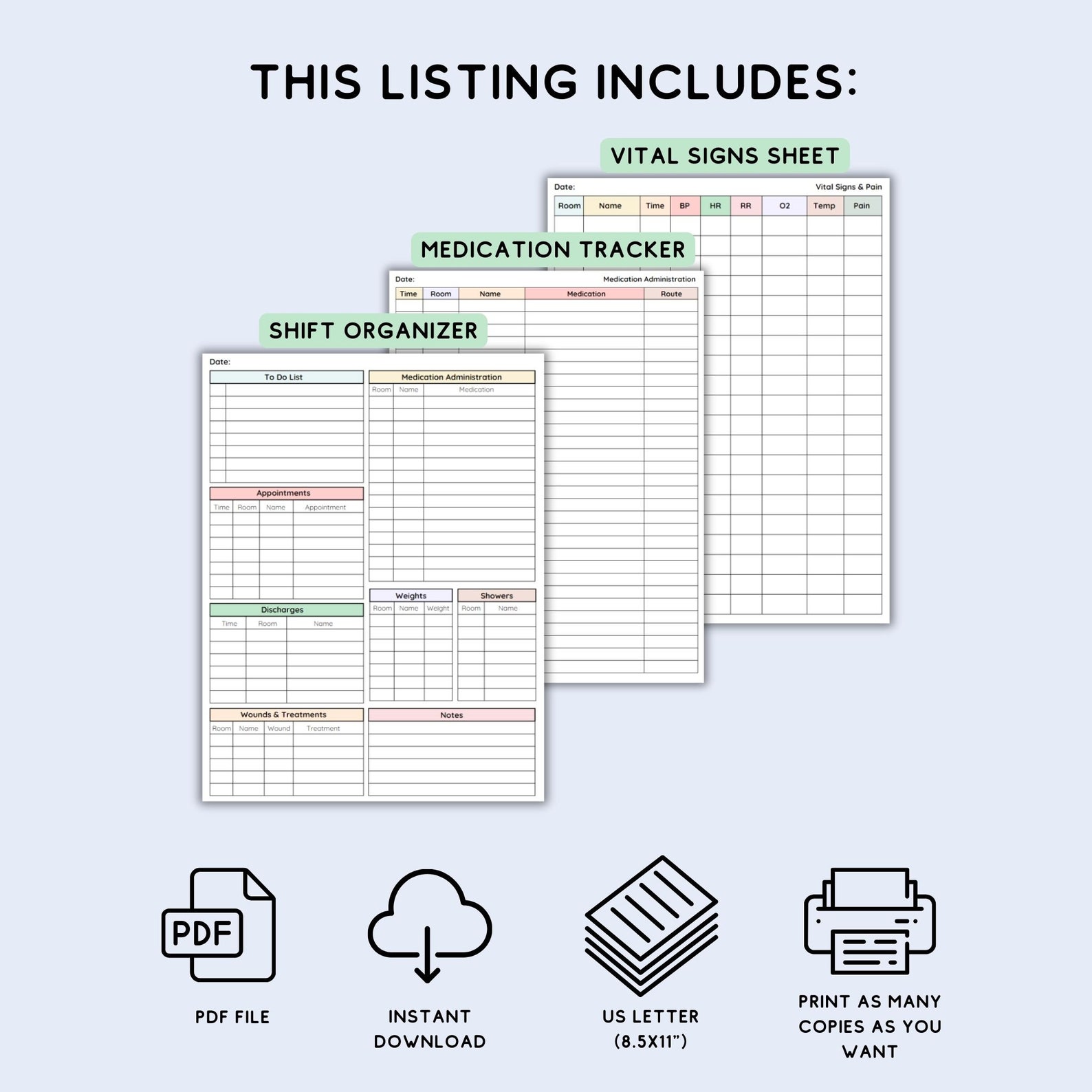 Long Term Care Shift Organizer for LTC Nurse Long Term Care Report ...