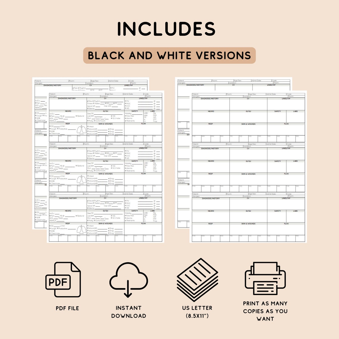 High Acuity Nurse Report Sheet for Step Down Nurse Report Sheet for ...