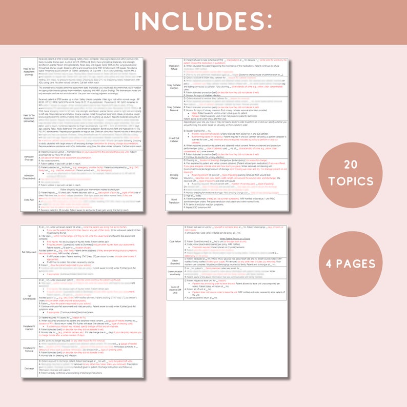 Nursing Documentation Template for Nursing Student Documentation Guide ...