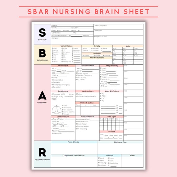 Sbar Nursing Report Sheet Template