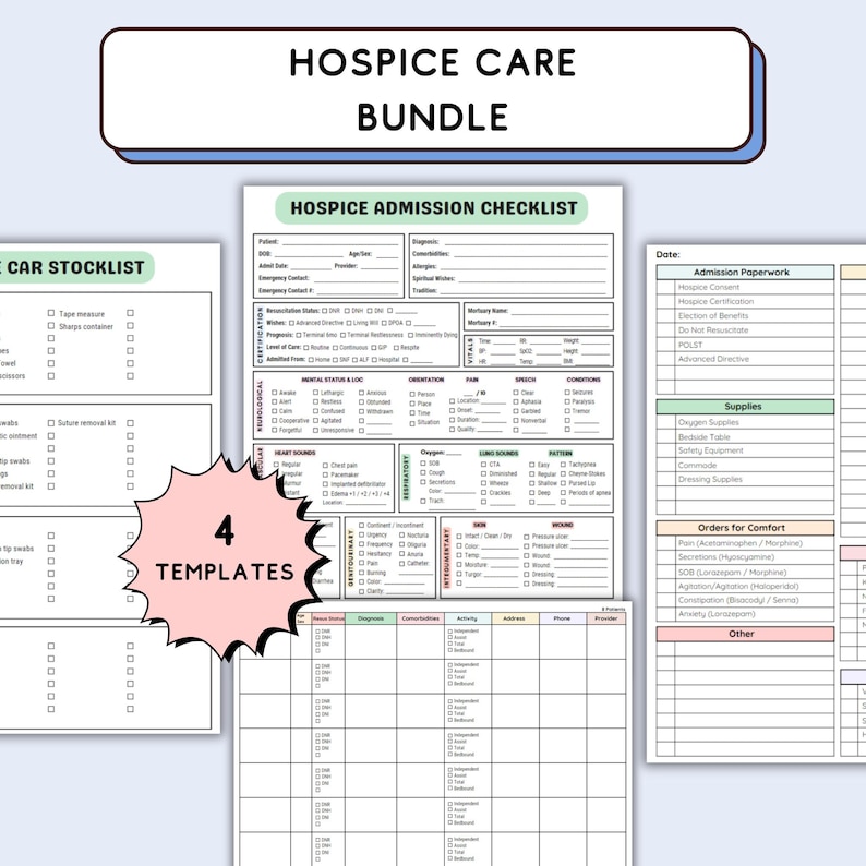 Hospice Care Organizer for Hospice Nurse Patient Sheet for Hospice ...