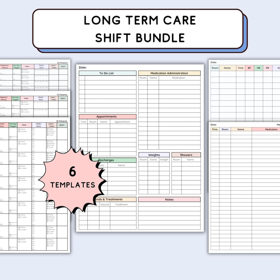 Long Term Care Shift Organizer for LTC Nurse Long Term Care Report ...