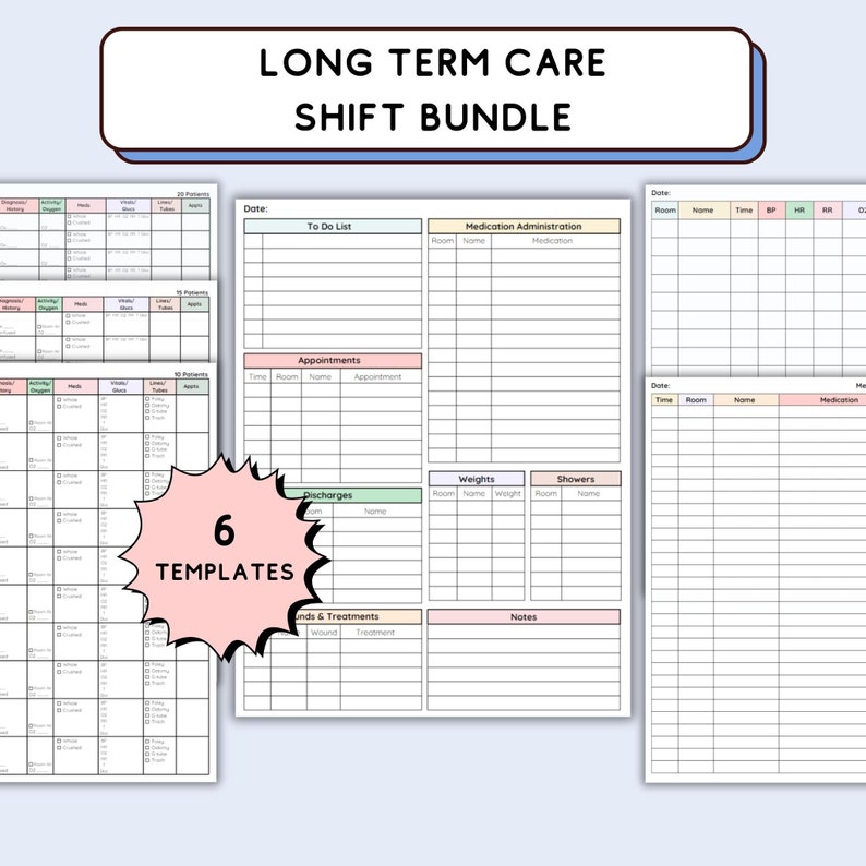 Long Term Care Shift Organizer for LTC Nurse Long Term Care Report ...
