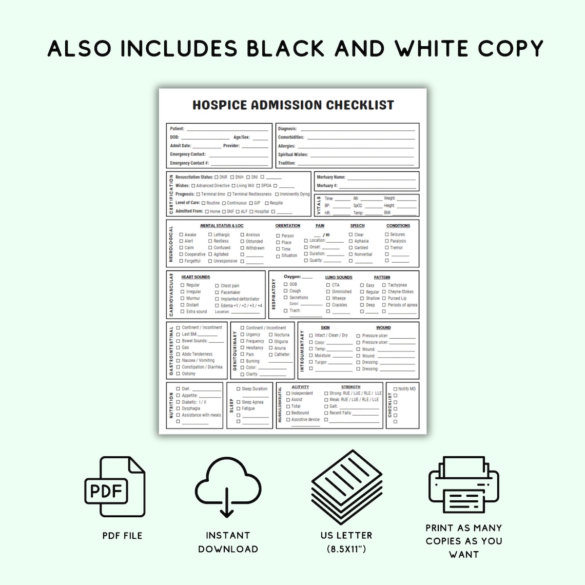 Hospice Admission Checklist for Nurse Hospice Assessment Checklist for ...