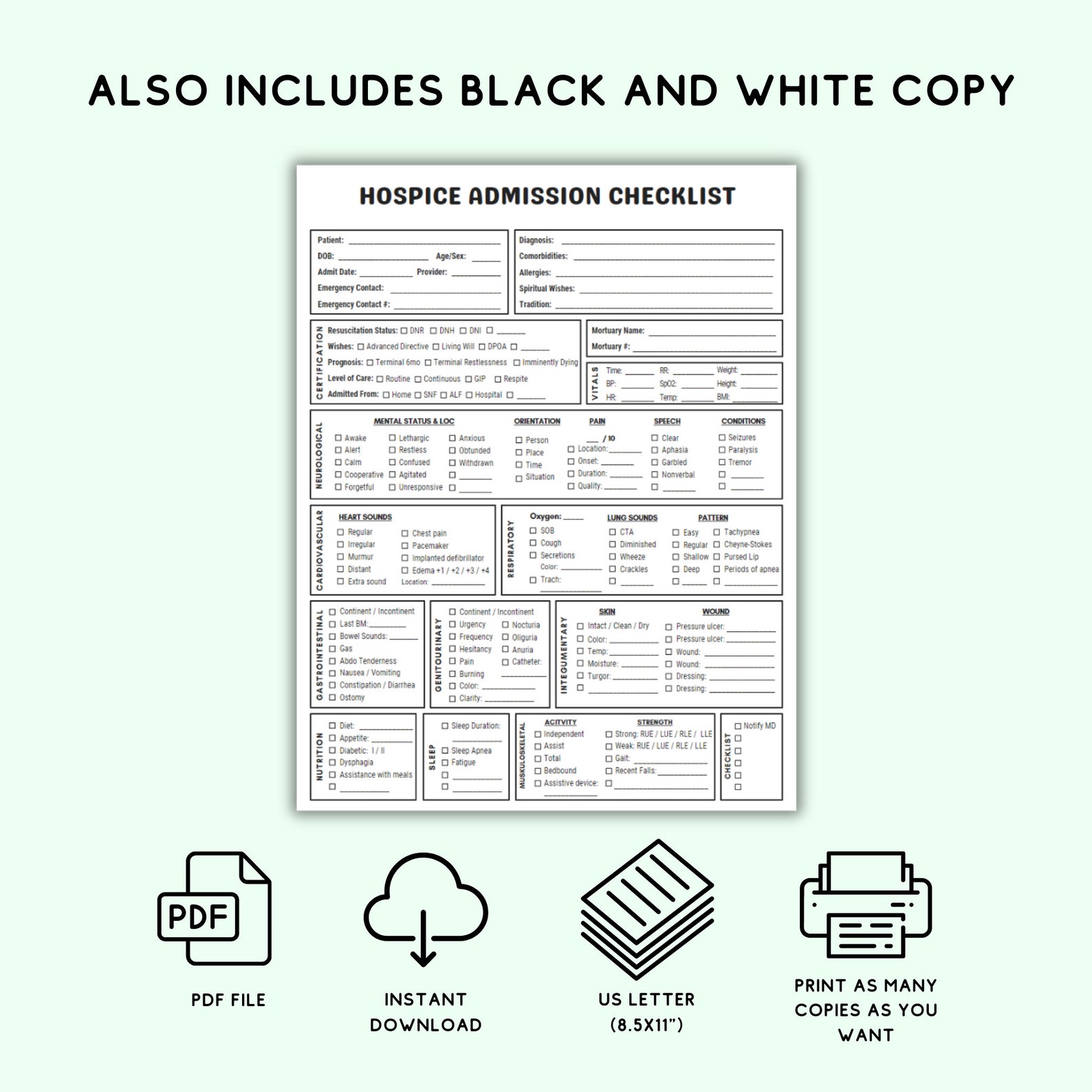 Hospice Admission Checklist for Nurse Hospice Assessment Checklist for ...