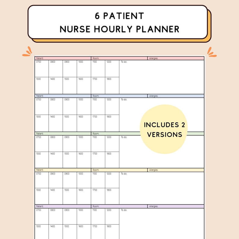 Nursing Hourly Planner for Nurse to Do List Nursing Medication Tracker ...