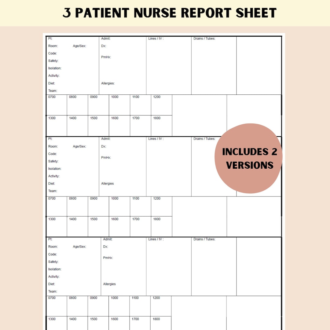 3 Patient Nursing Report Sheet for Nurse Cheat Sheet Nurse Brain Sheet ...