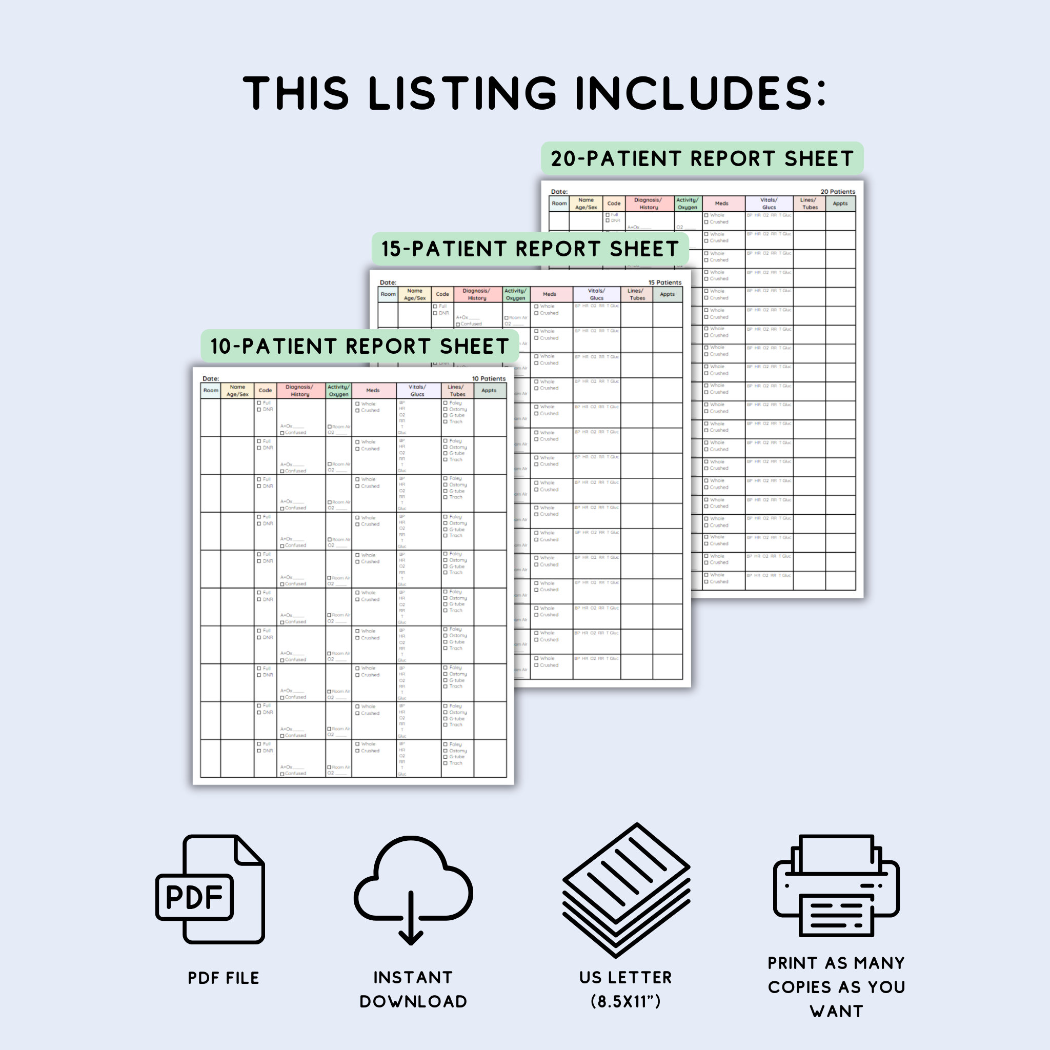 Long Term Care Shift Organizer for LTC Nurse Long Term Care Report ...