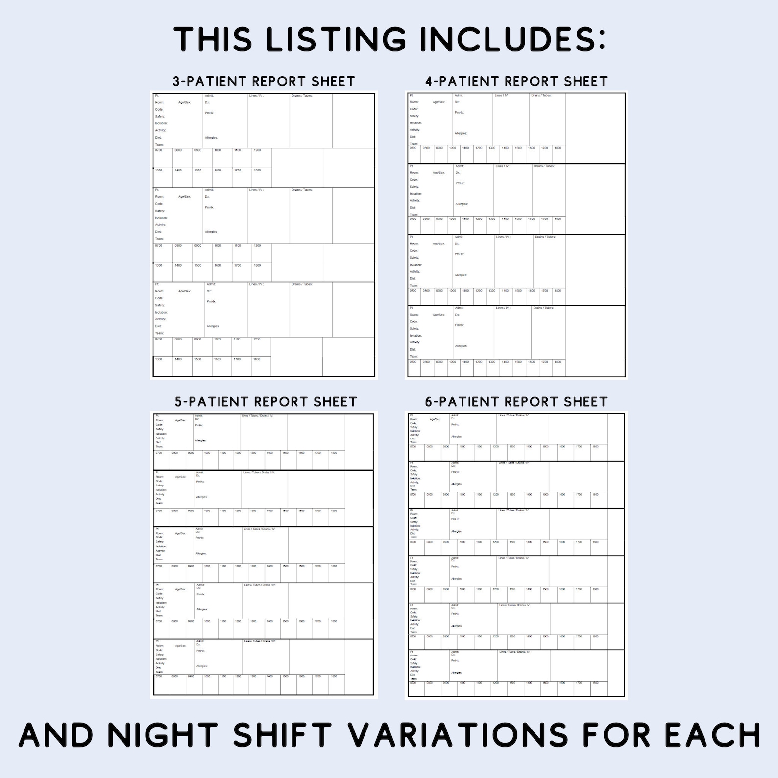 Nursing Report Sheet Bundle for Multiple Patient Nurse Cheat Sheet ...