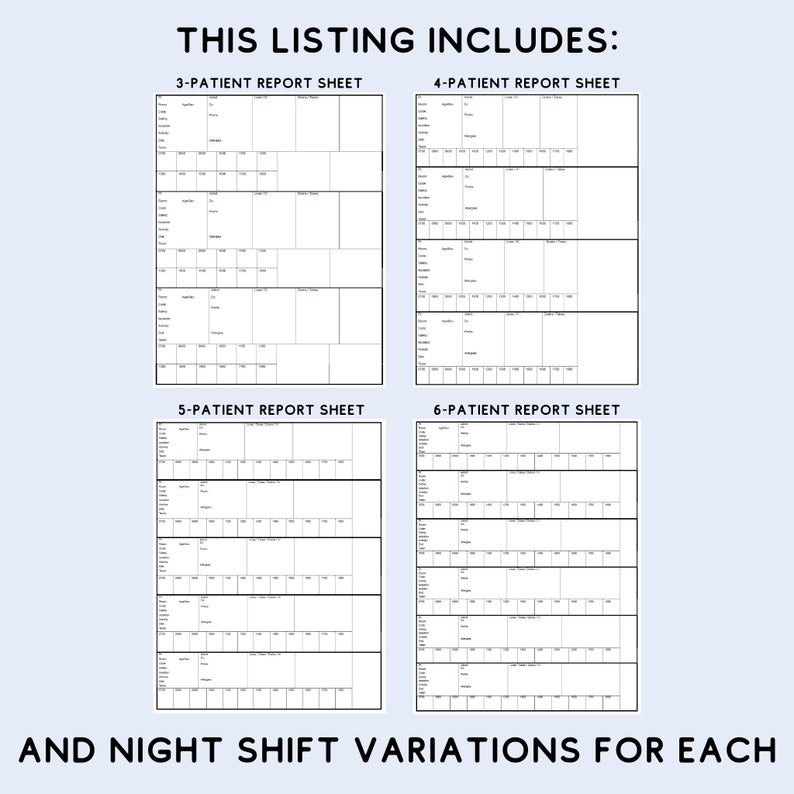 Nursing Report Sheet Bundle for Multiple Patient Nurse Cheat Sheet ...