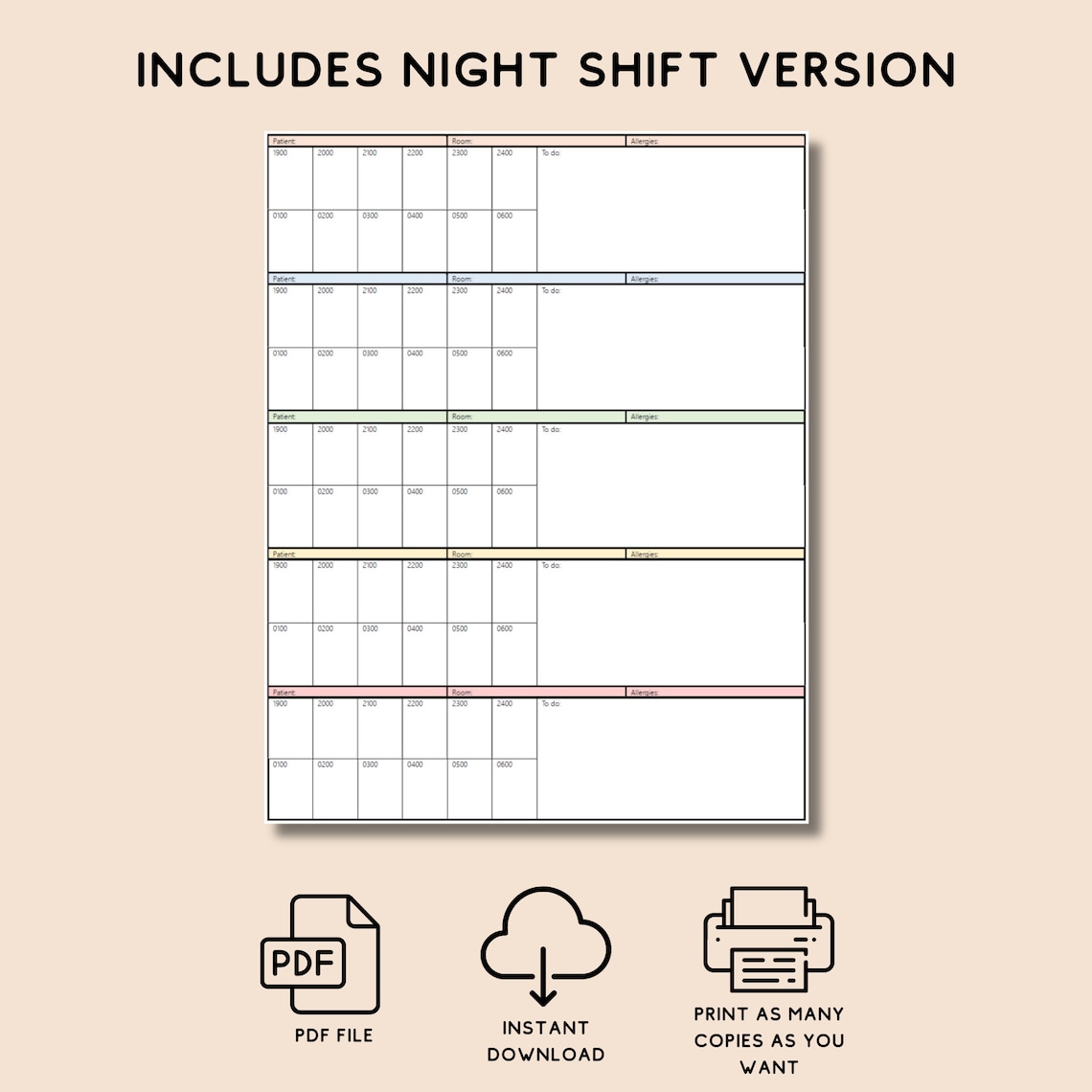 Nursing Hourly Planner for Nurse to Do List Nursing Medication Tracker ...