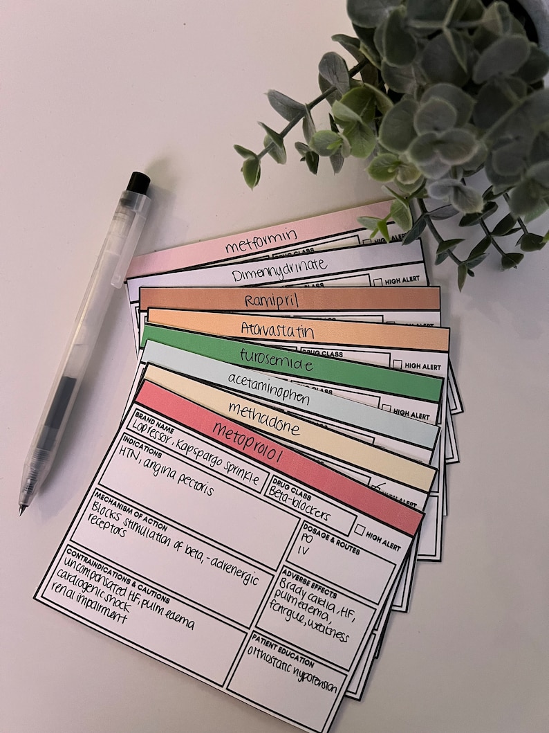 Pharmacology Flashcard Template for Nursing Student Drug Flashcard ...