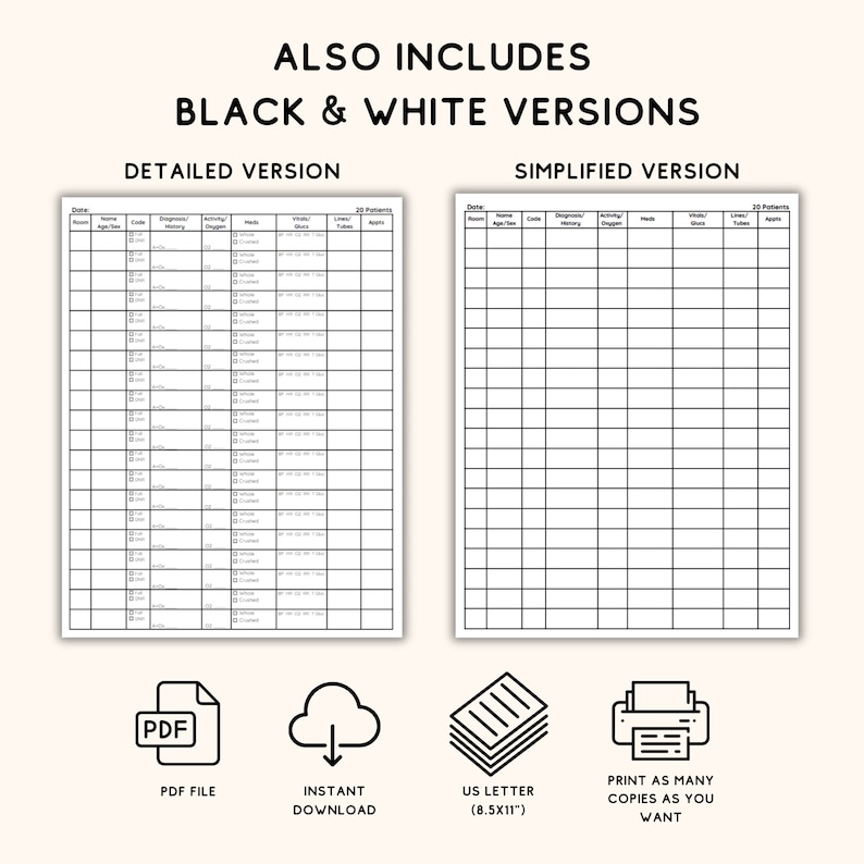 Long Term Care Patient Report Sheet for 20 Patient Long Term Care ...