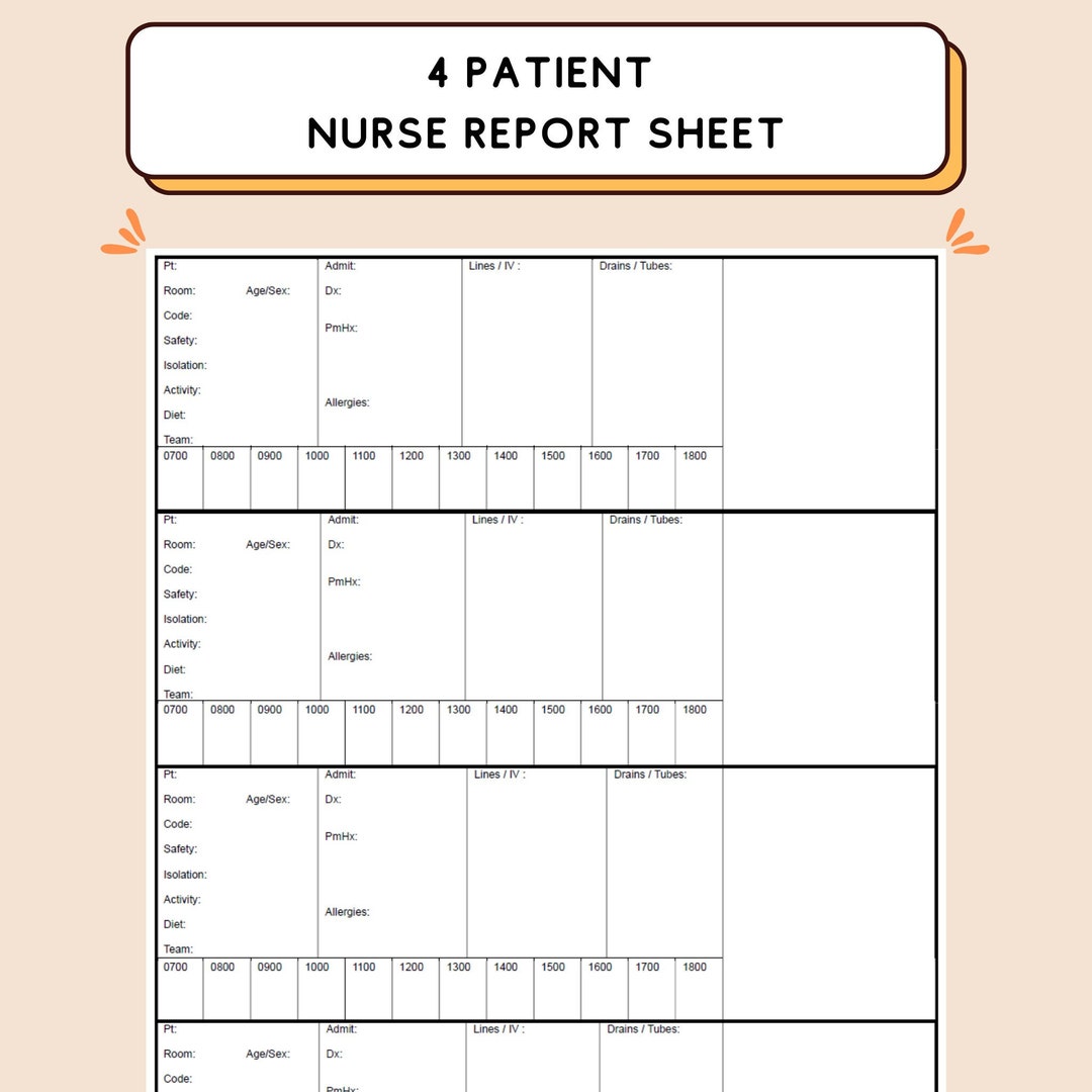 4 Patient Nursing Report Sheet for Nurse Cheat Sheet Nursing Brain ...
