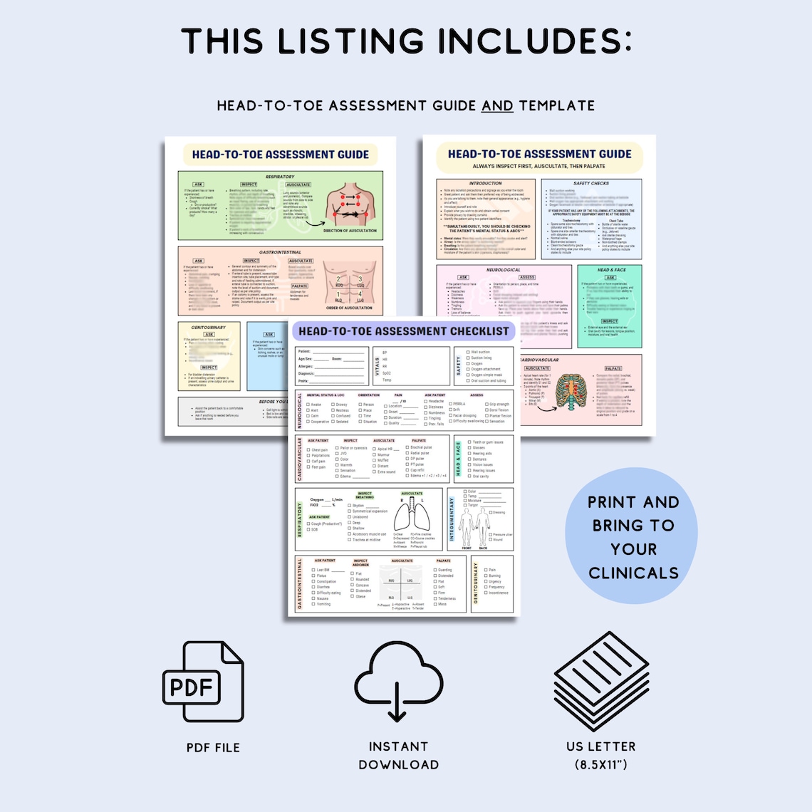 Head to Toe Assessment Guide for Nursing Student Head to Toe Checklist for Nursing Student Head ...