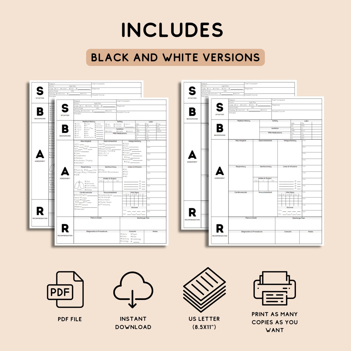 SBAR Nursing Report Sheet for Nursing Student Med Surg SBAR Brain Sheet ...