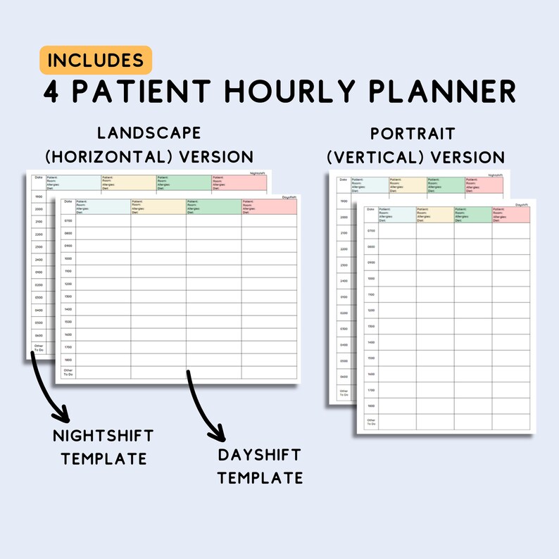 Hourly Nurse Shift Planner Bundle for Nursing Hourly Shift Planner for ...