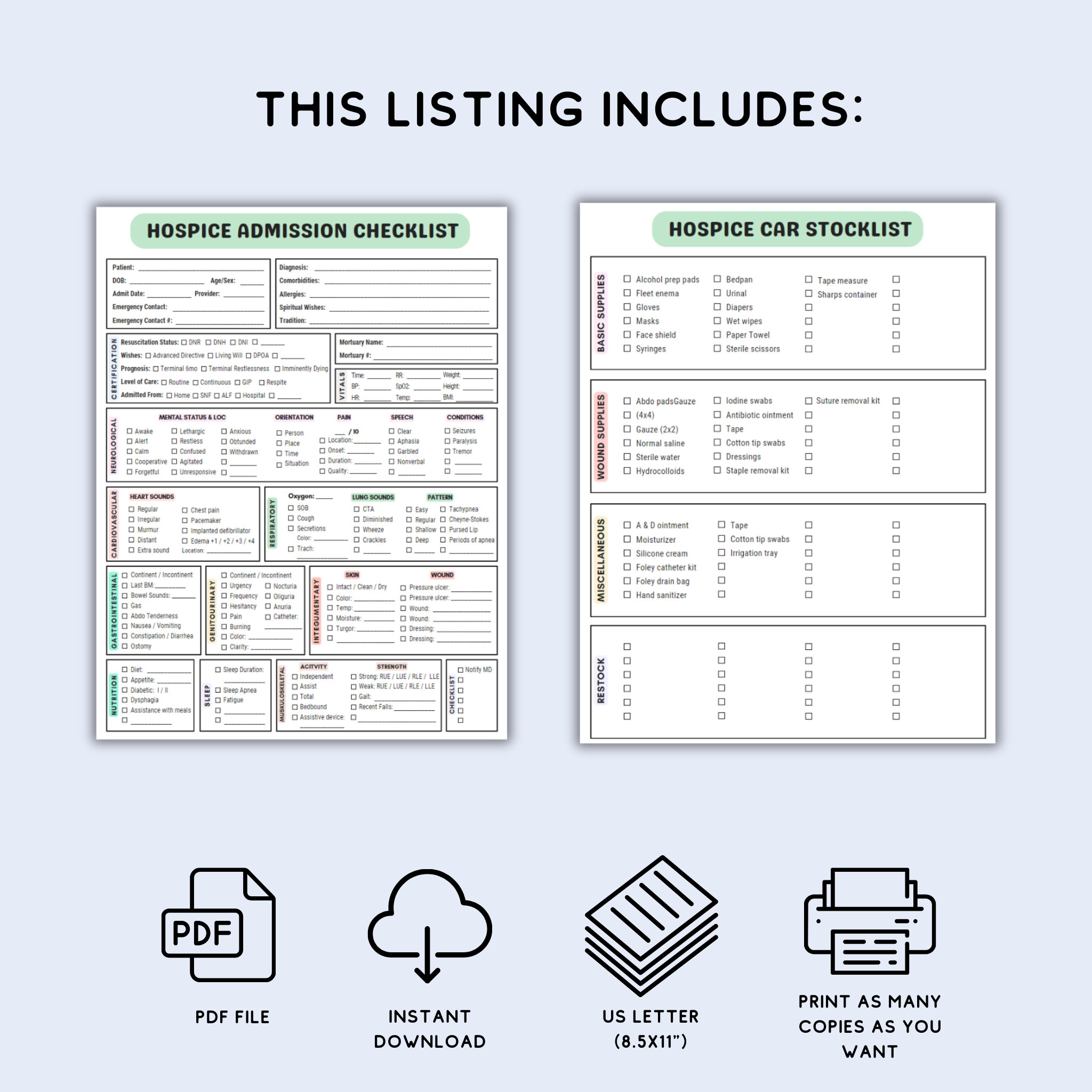 Hospice Care Organizer for Hospice Nurse Patient Sheet for Hospice ...
