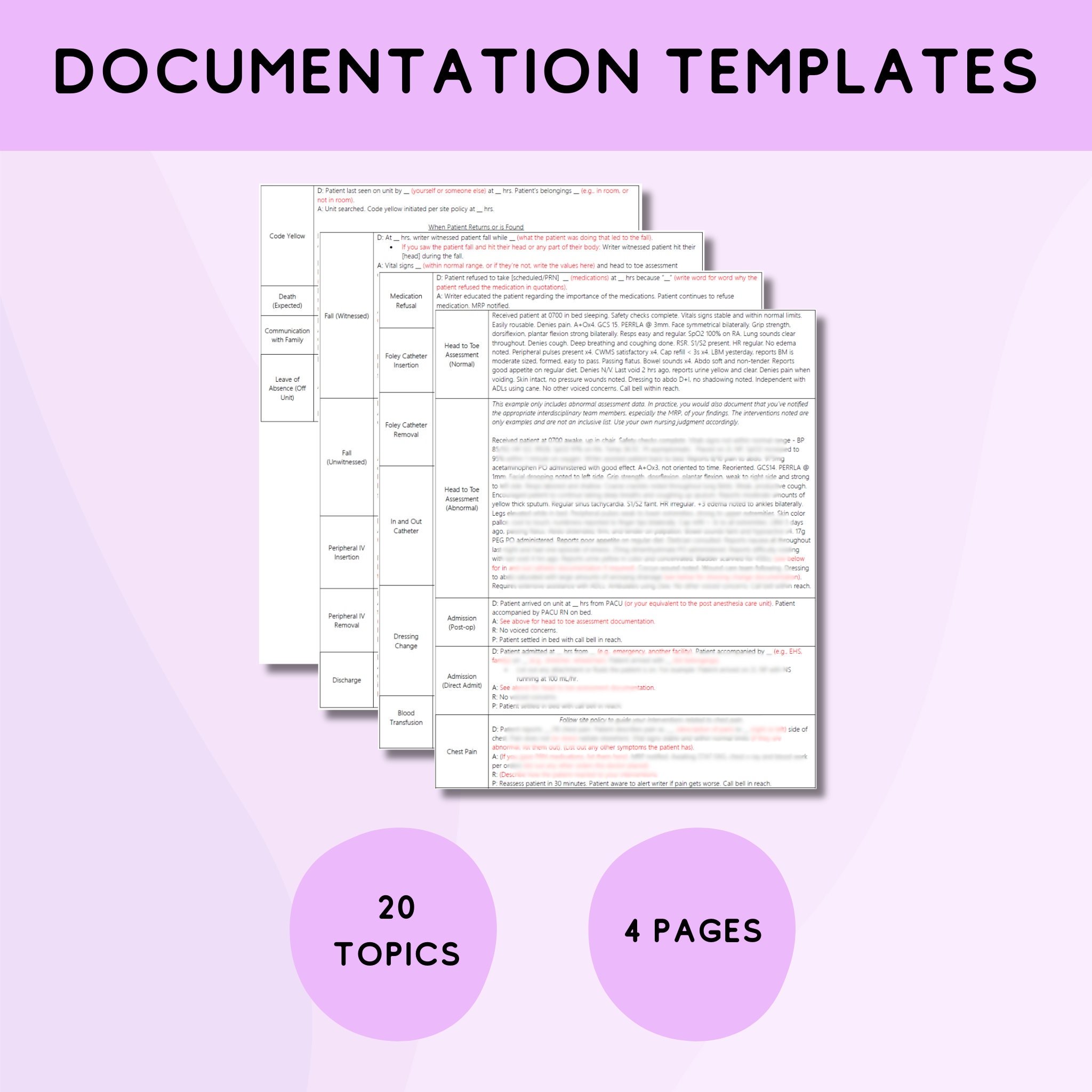 Nursing Clinical Bundle | Documentation Templates | Nursing Care Plans ...