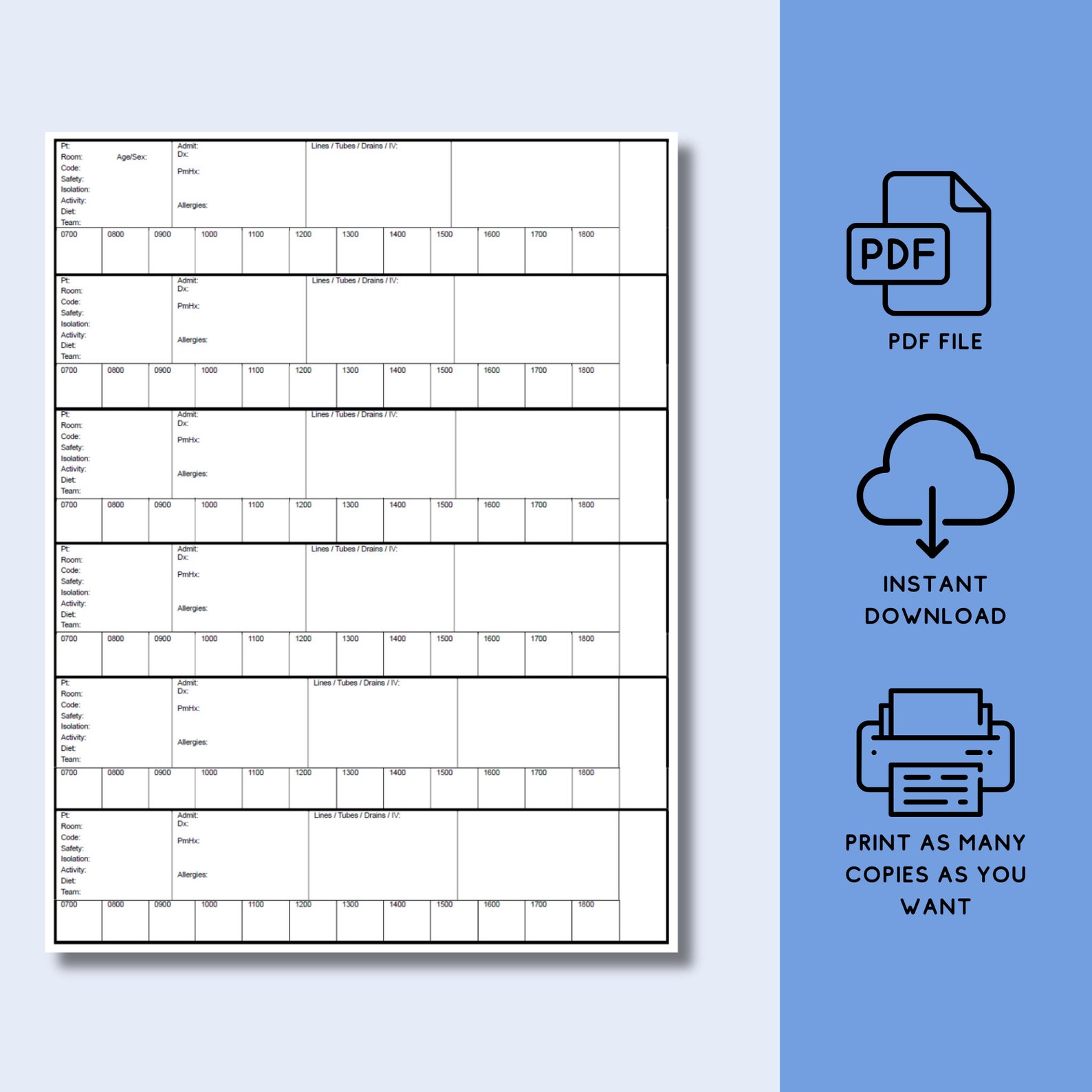 Nursing Report Sheet Bundle for Multiple Patient Nurse Cheat Sheet ...