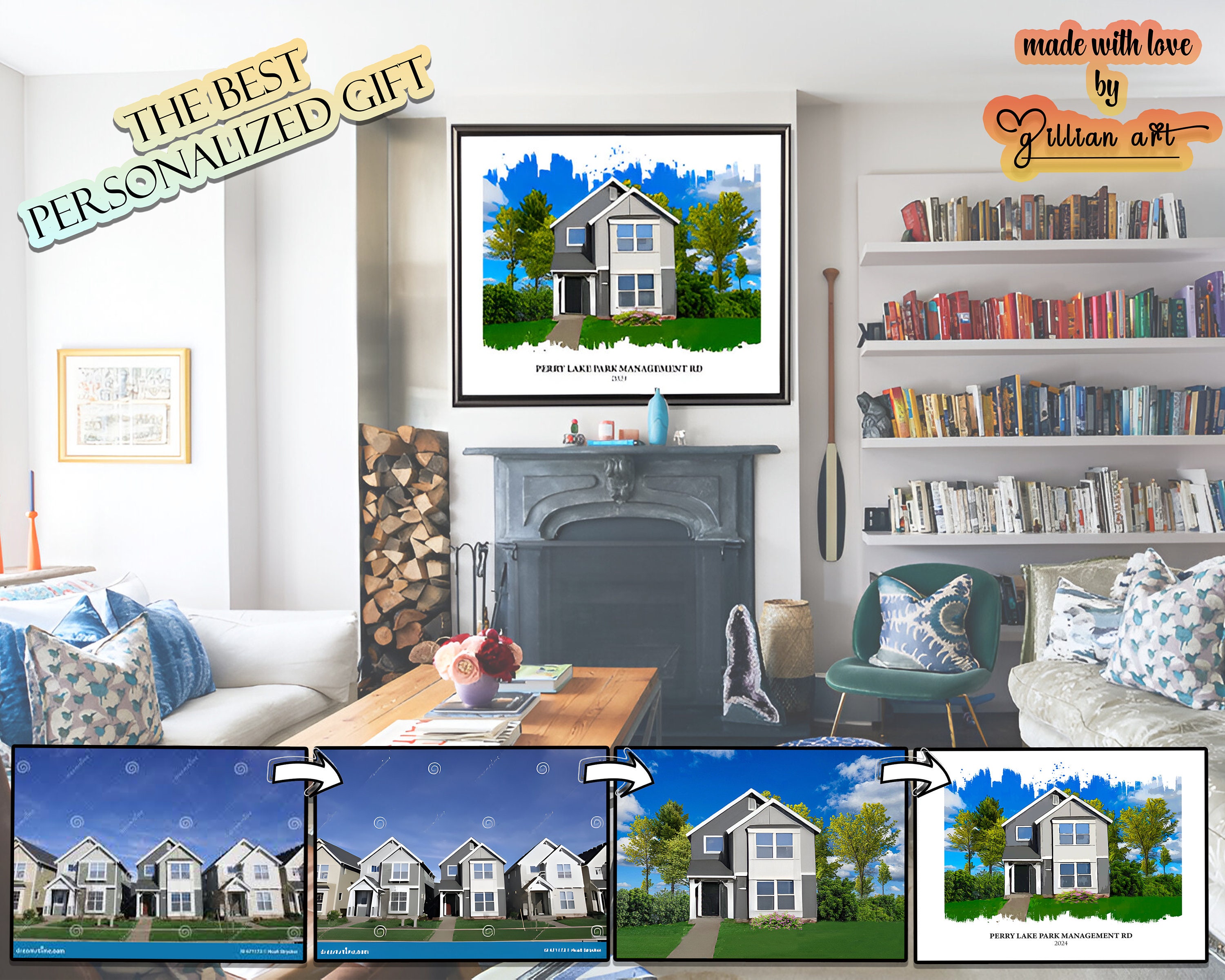 Custom Digital House Portrait - Etsy