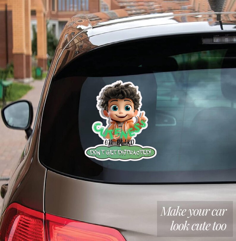 Funny Baby Car Sticker - Sweet Beast Decal for Parents, Digital ...