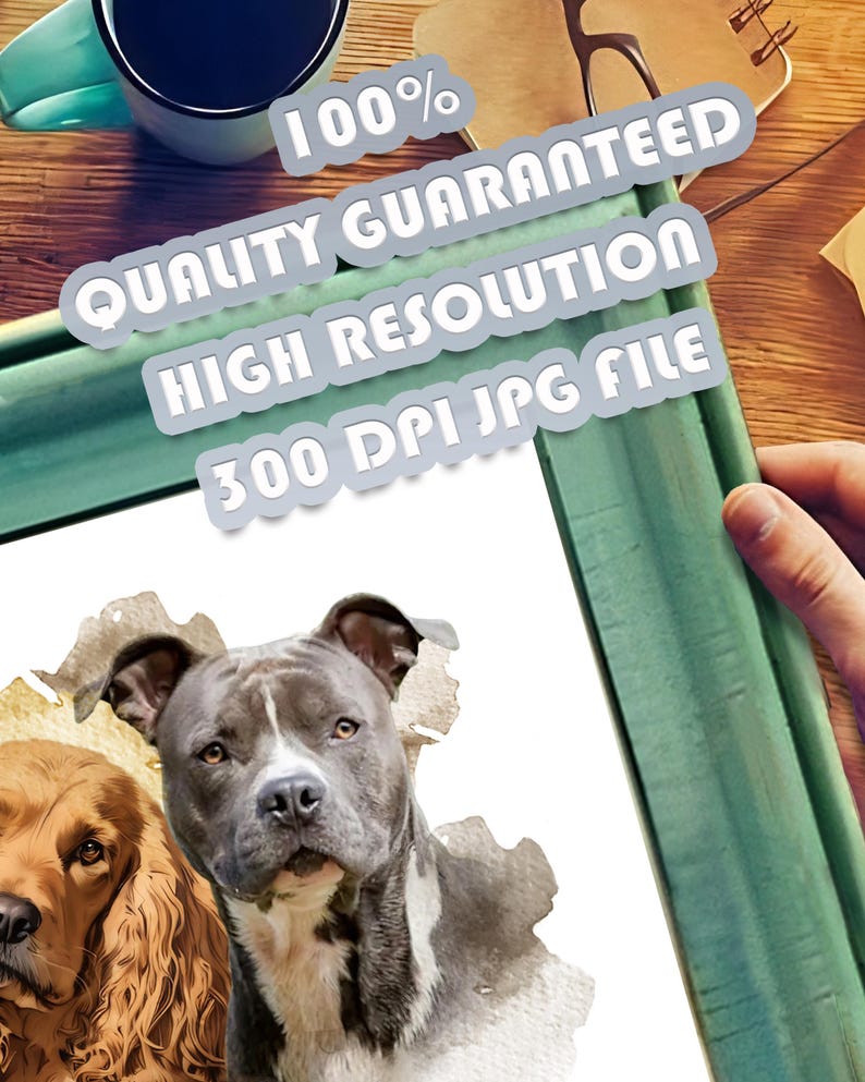 Pet Portrait From Photo Digital Download | Custom Animal Illustration ...