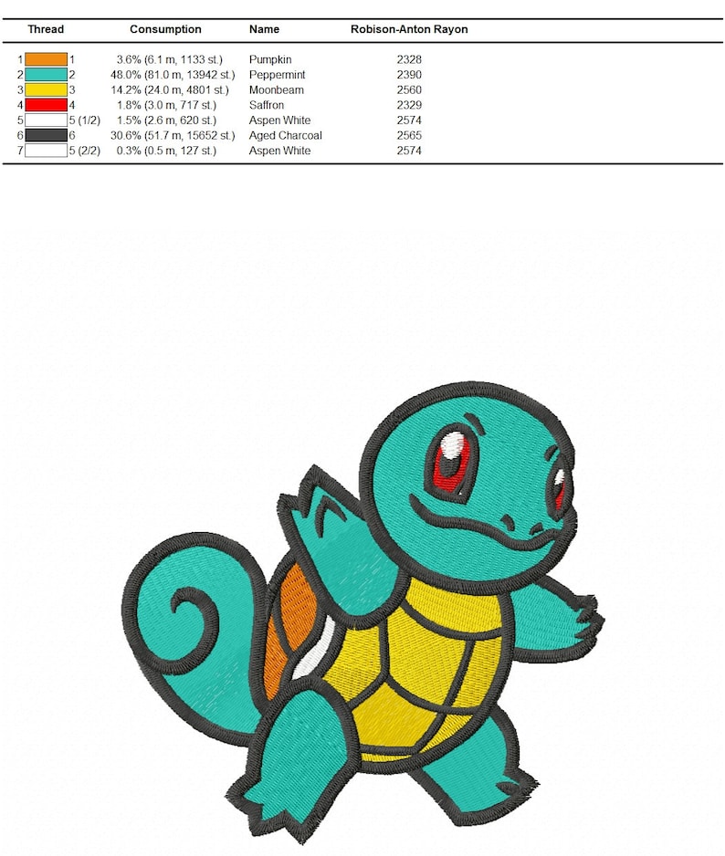 Pokemon Machine Embroidery Design /squirtle Embroidery Pattern ...