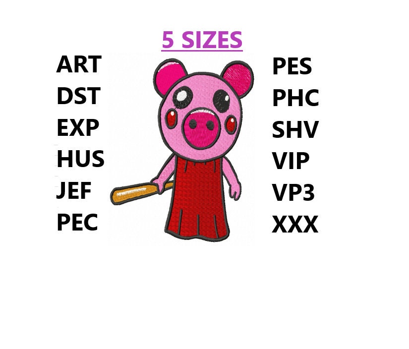 Roblox Machine Embroidery Design / Roblox Pig Embroidery Pattern / 5 ...