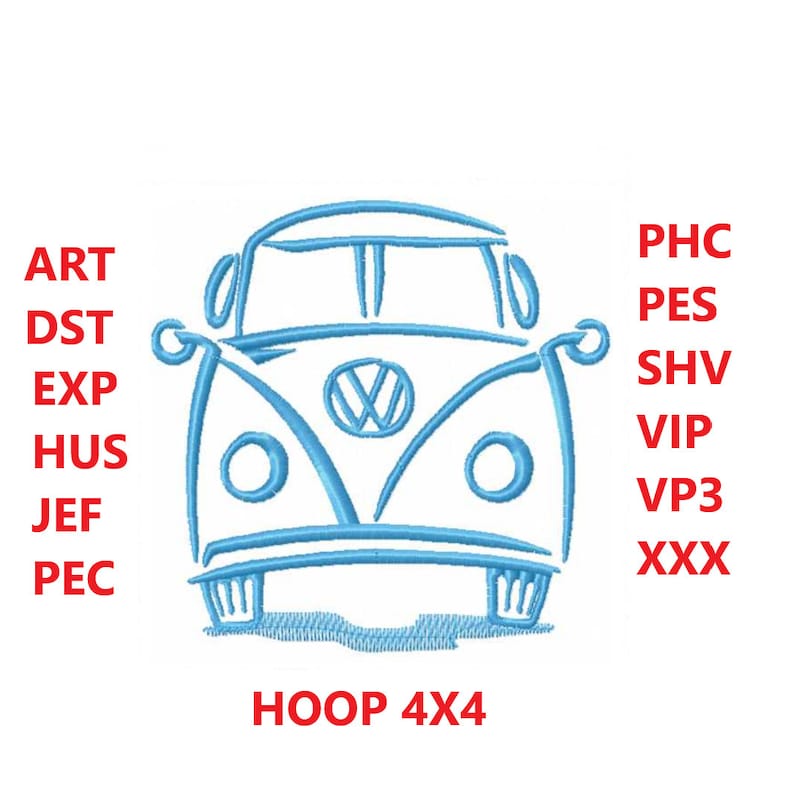VW Volkswagen Machine Embroidery Design / VW Volkswagen Bus Embroidery ...
