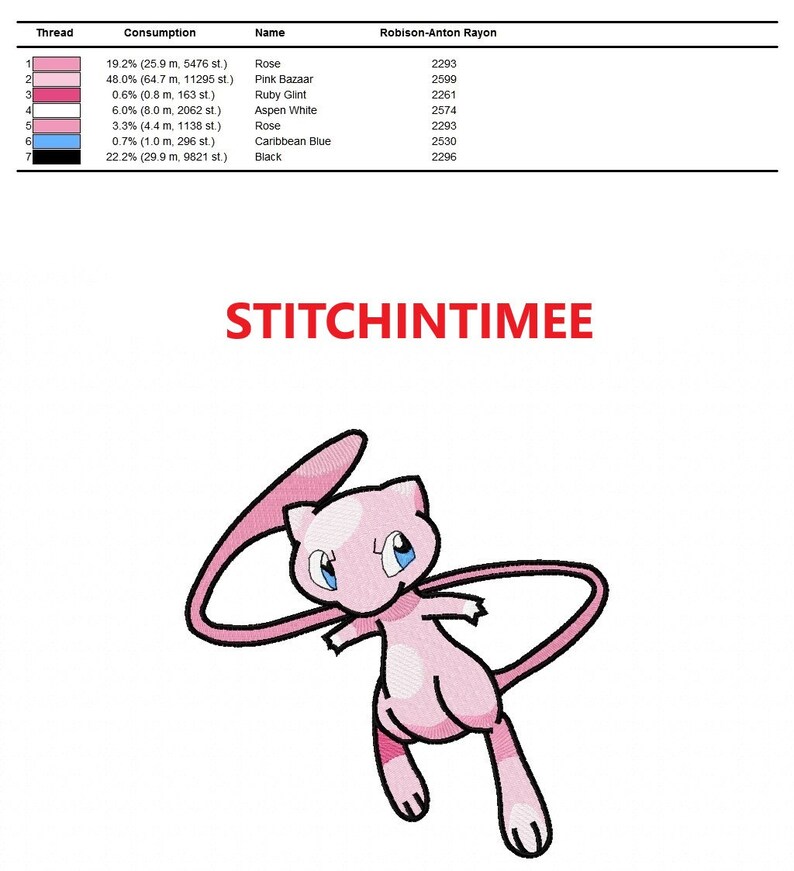 Pokemon Machine Embroidery Design / Mew Embroidery Pattern / Pokemon ...