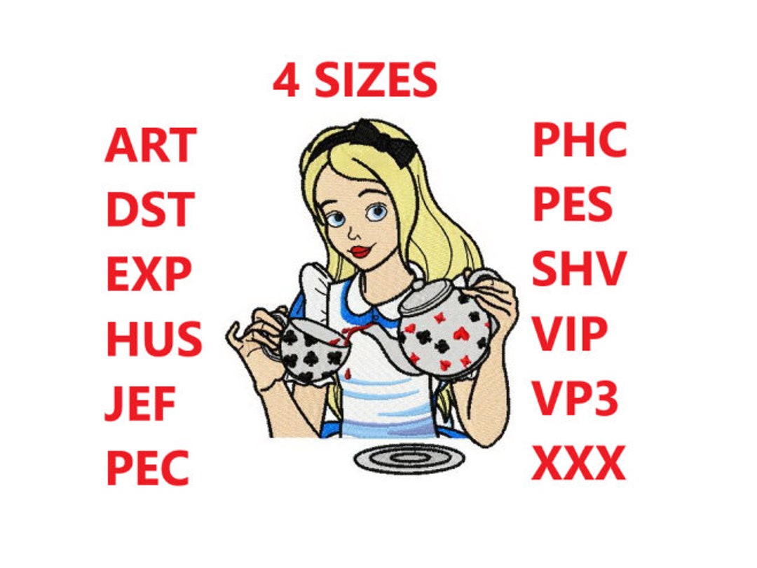 Alice in Wonderland Machine Embroidery Design / Alice Tea Time ...