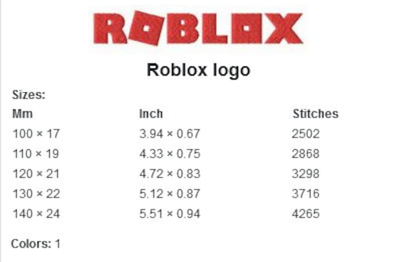 Roblox Machine Embroidery Design / Roblox Embroidery Pattern /roblox ...