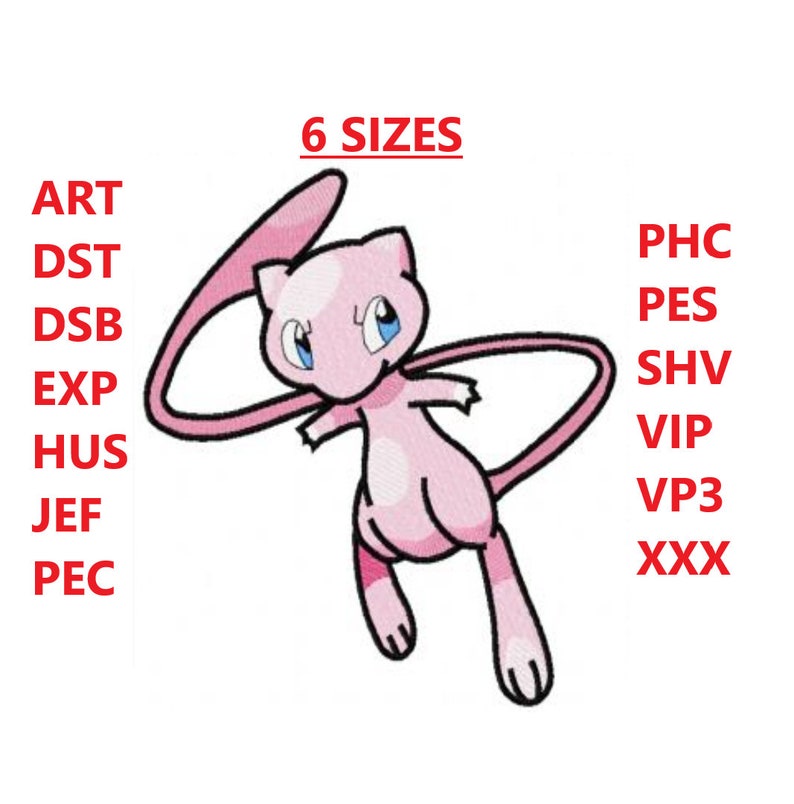 Pokemon Machine Embroidery Design / Mew Embroidery Pattern / Pokemon ...