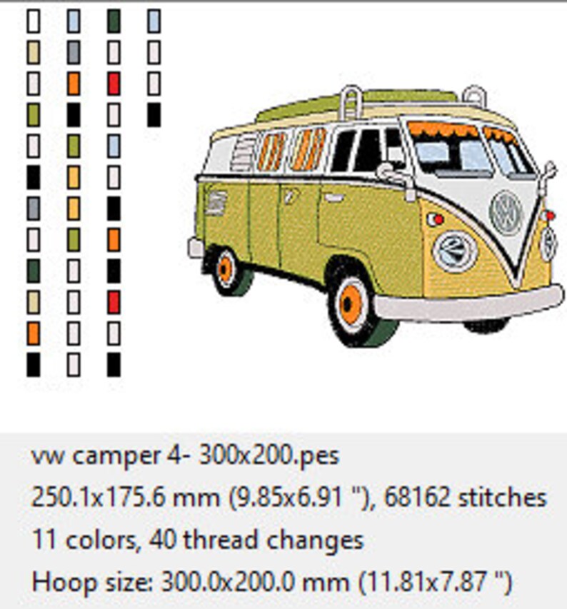 VW Volkswagen Machine Embroidery Design / VW Embroidery /volkswagen Bus ...