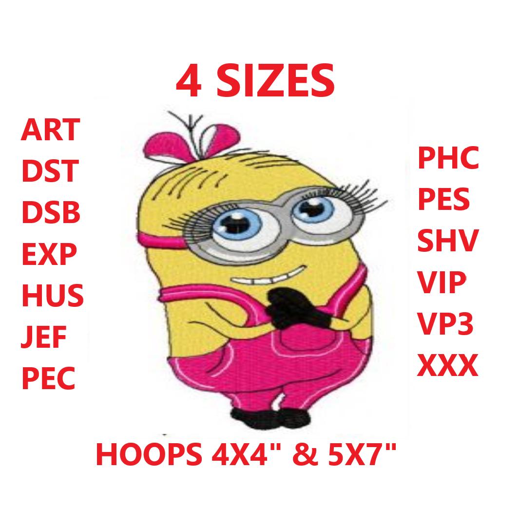 Cute Minion Girl Machine Embroidery Design / Cute Girl Minion ...