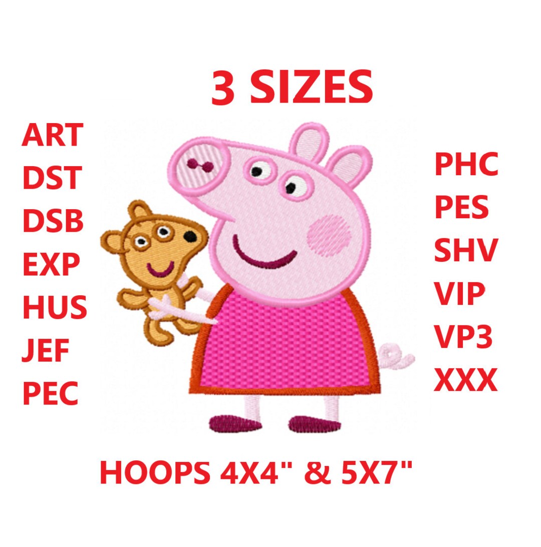 Peppa Pig Machine Embroidery Design /peppa Pig With Toy Embroidery ...
