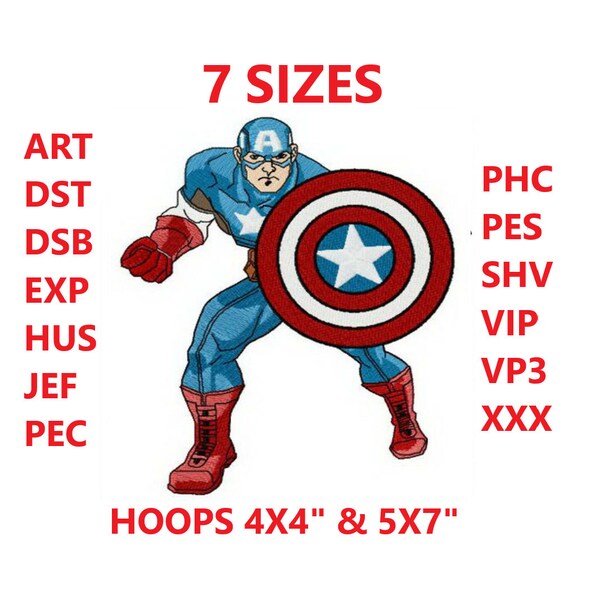 Captain America Embroidery Design - Etsy