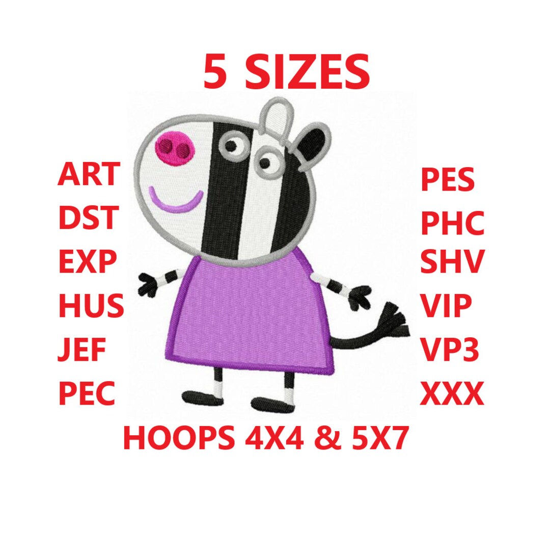 Peppa Pig Machine Embroidery Design /zebra Pig Embroidery / Pattern 5 ...
