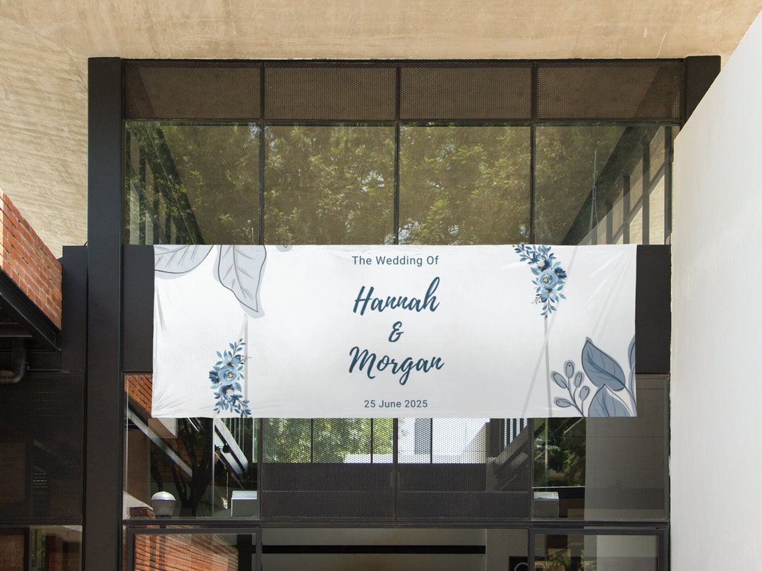 Wedding Decor Banner Sign Custom Personalized Large Flags Decor Floral ...