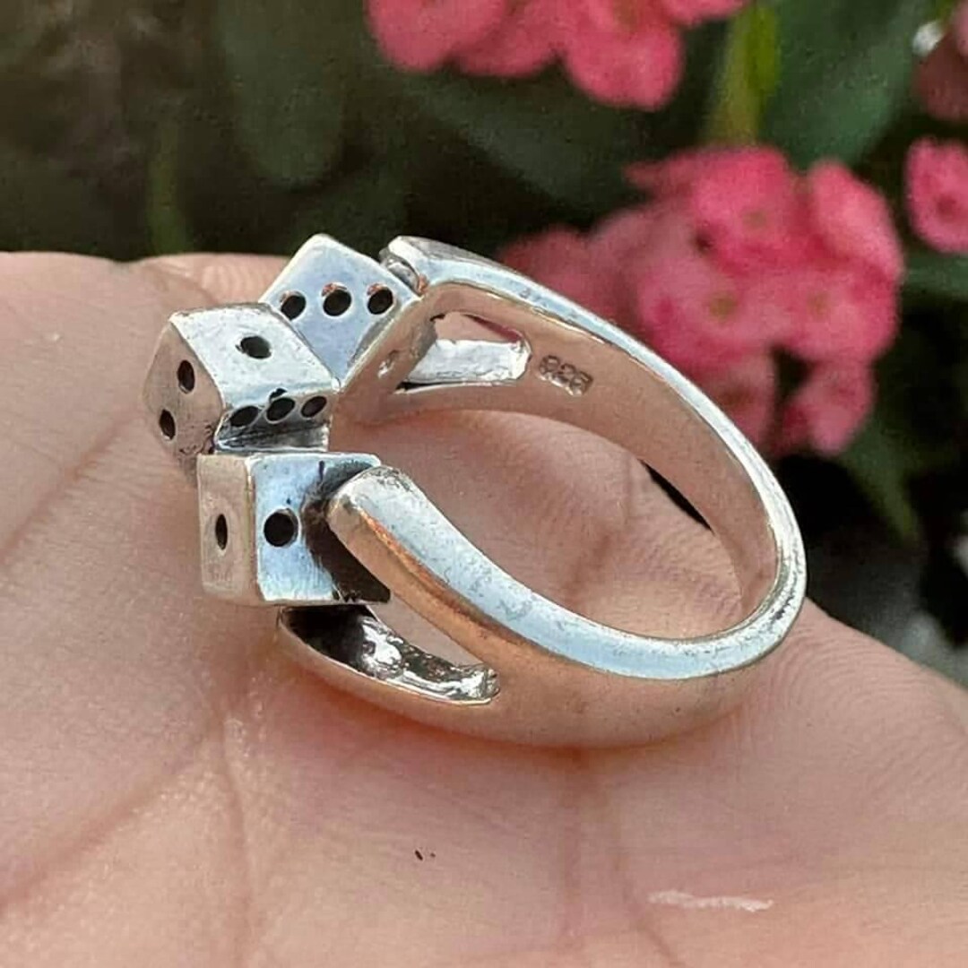 Custom Dice Ring ,925 Sterling Silver Band Ring ,gamble Ring, Luck Ring ...