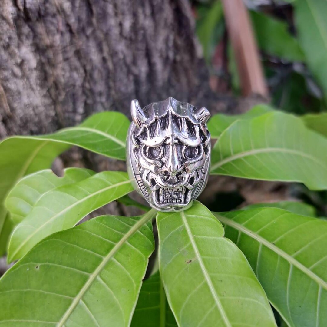 HANNYA ONI MASK Ring Japanese Folklore 925 Silver /demon Design ,evil ...