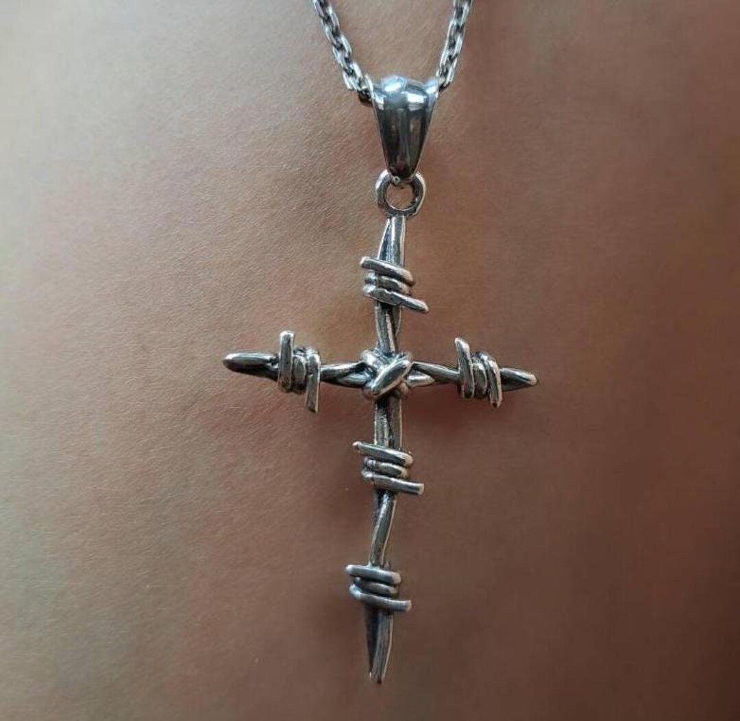 925 STERLING SILVER CROSS of Thorns Pendant Cybersigilsm Liquid 925 ...