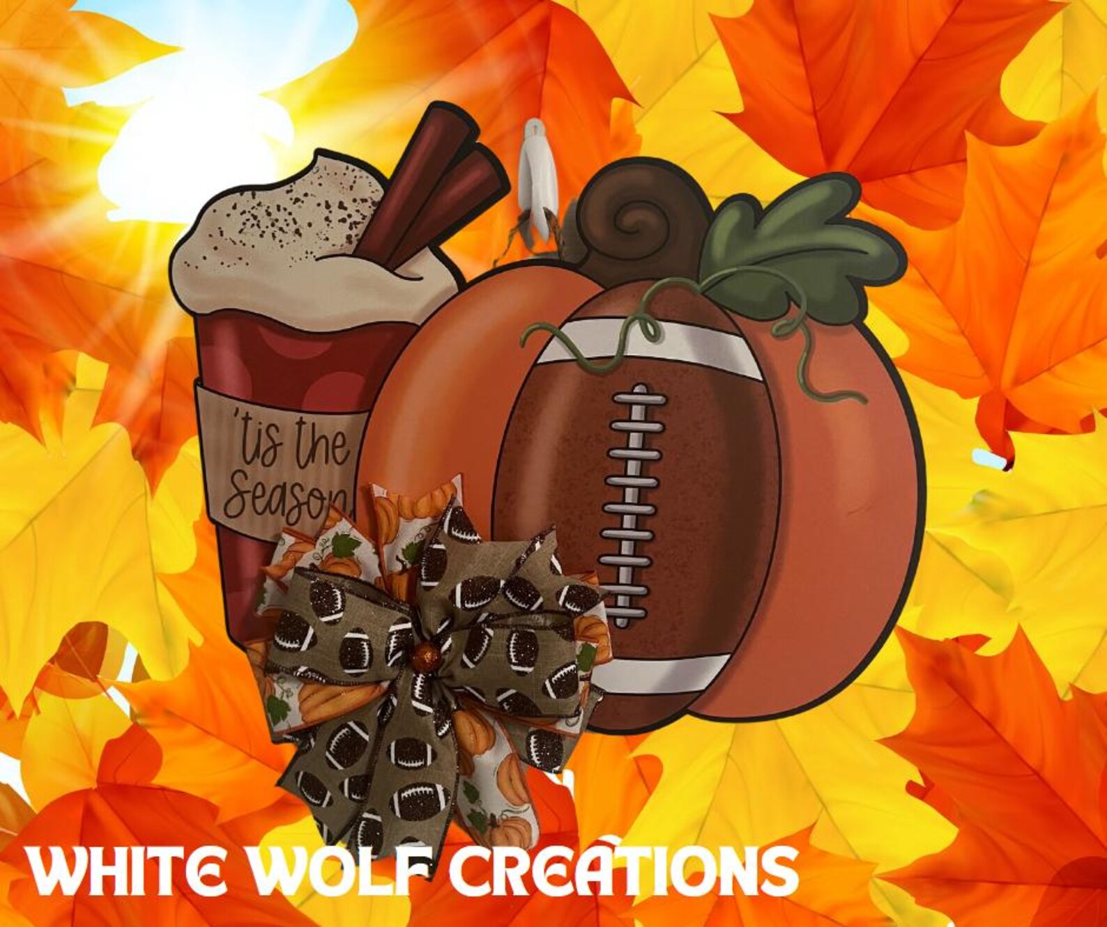 Fall Pumpkin Football Door Hanger Autumn Decor 'tis the Season Sign ...