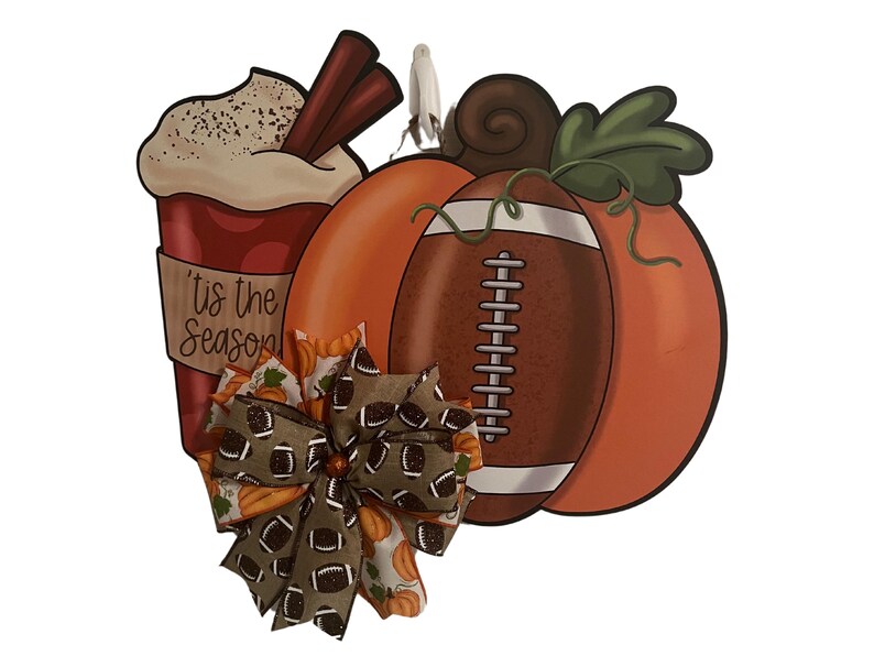 Fall Pumpkin Football Door Hanger Autumn Decor 'tis the Season Sign ...